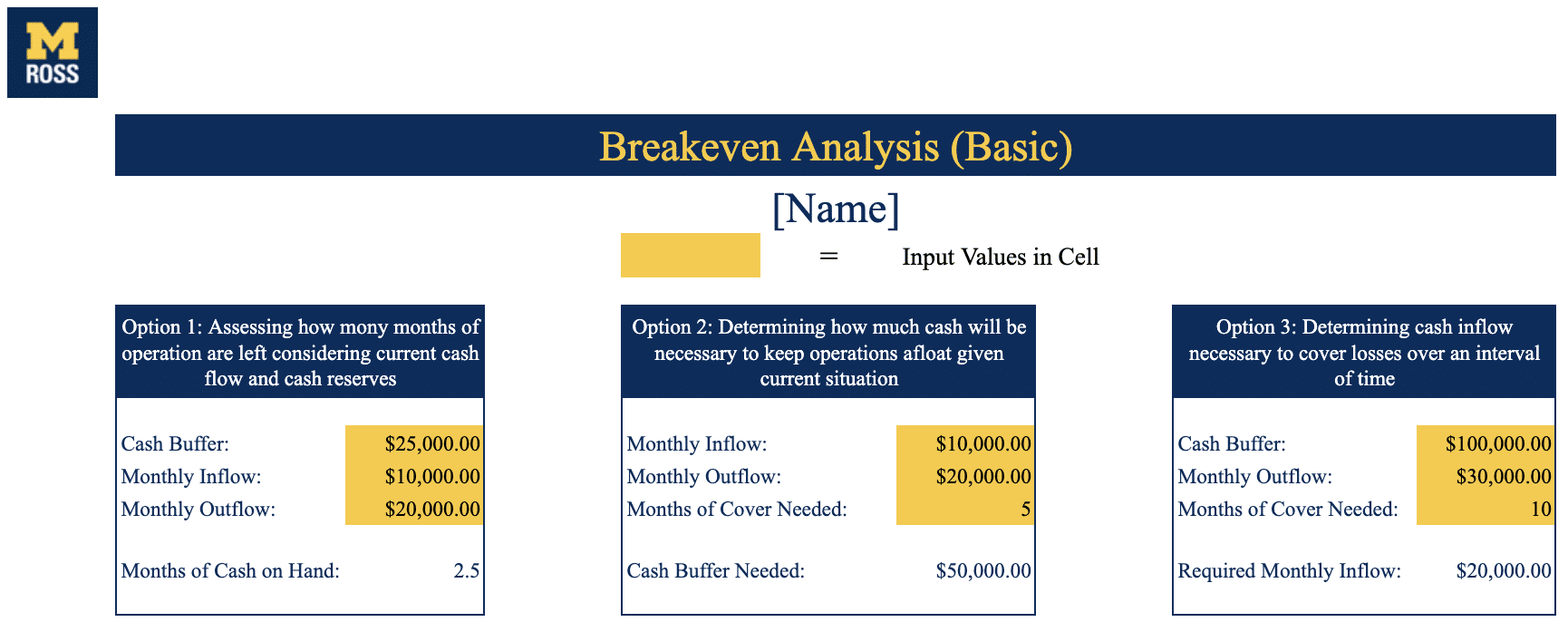 Cash Flow Analysis Model – Detroit Neighborhood Entrepreneurs Project